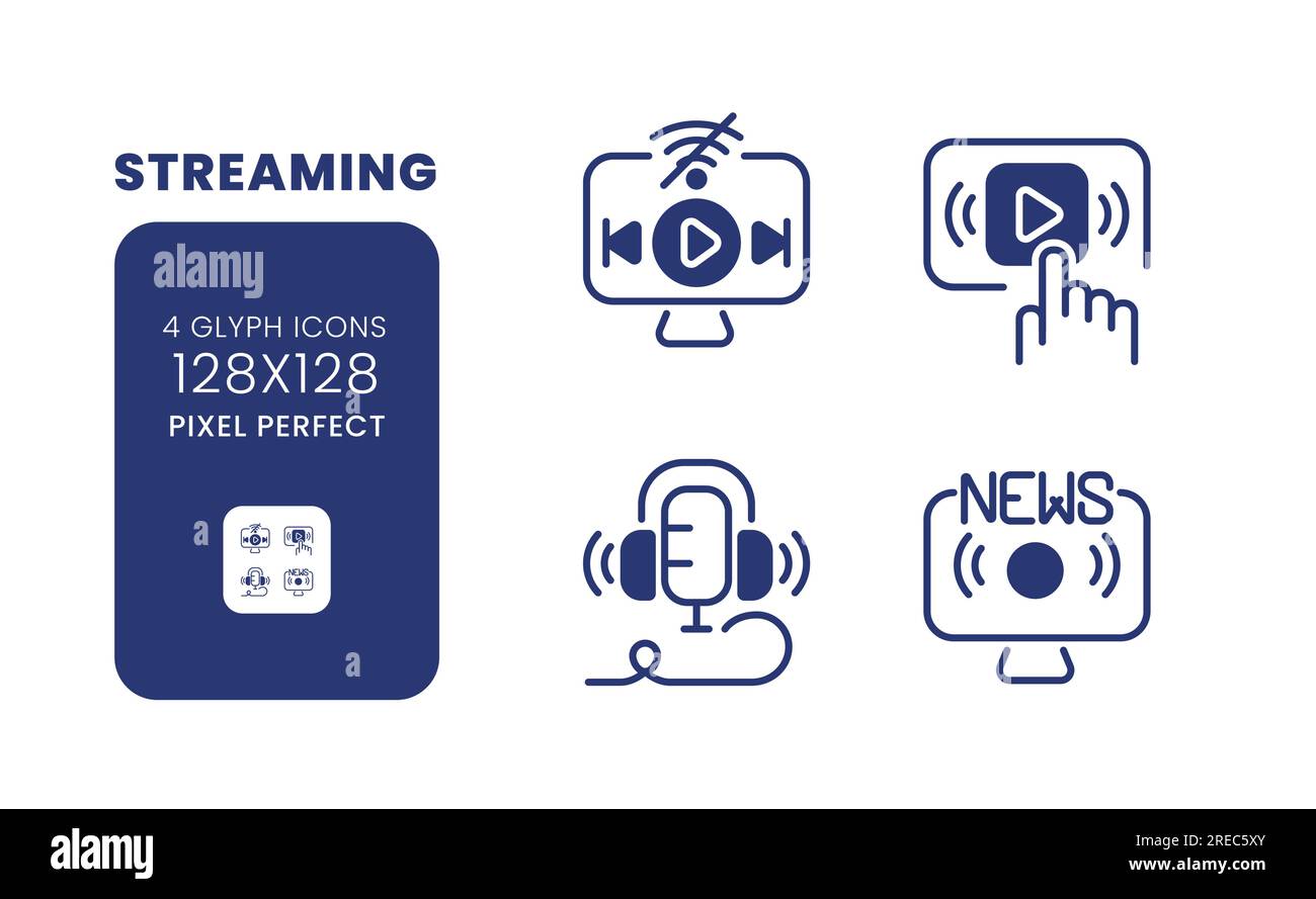 Streaming black solid desktop icons pack Stock Vector Image & Art - Alamy