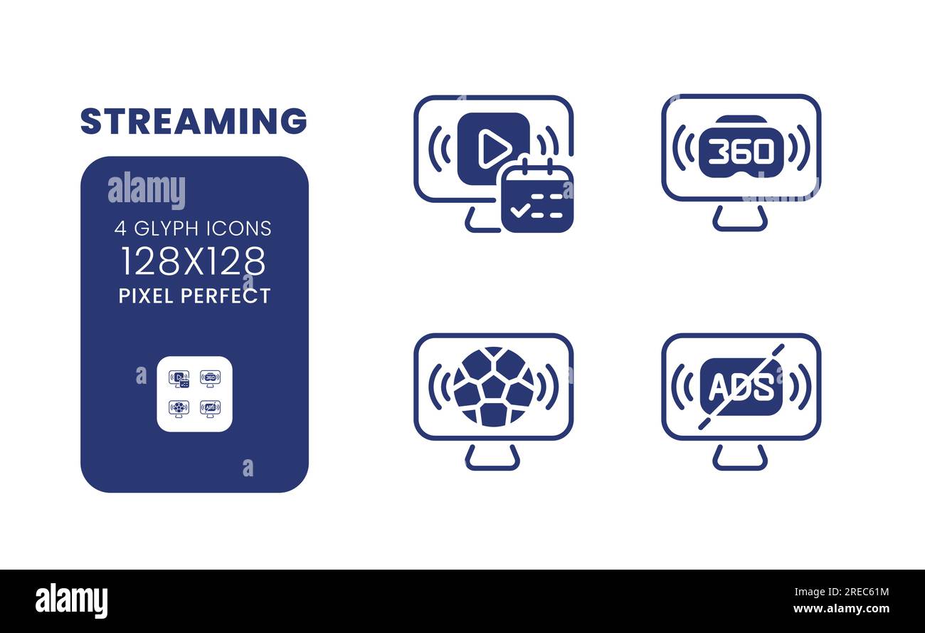 Streaming black solid desktop icons pack Stock Vector Image & Art - Alamy