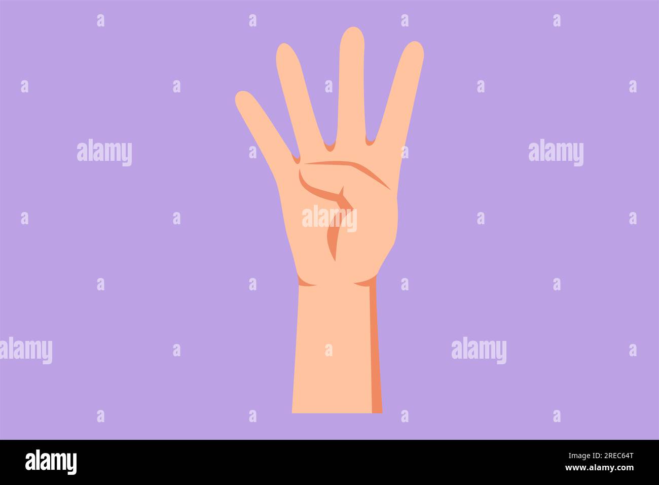 Cartoon flat style drawing hand count number four. Learn to count ...