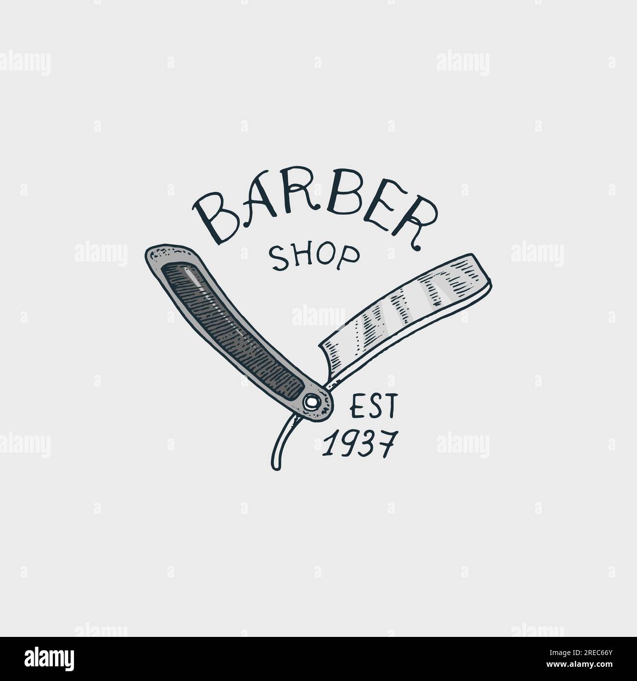 Barber shop badge and label, logo and hipster emblems. Tools for man ...