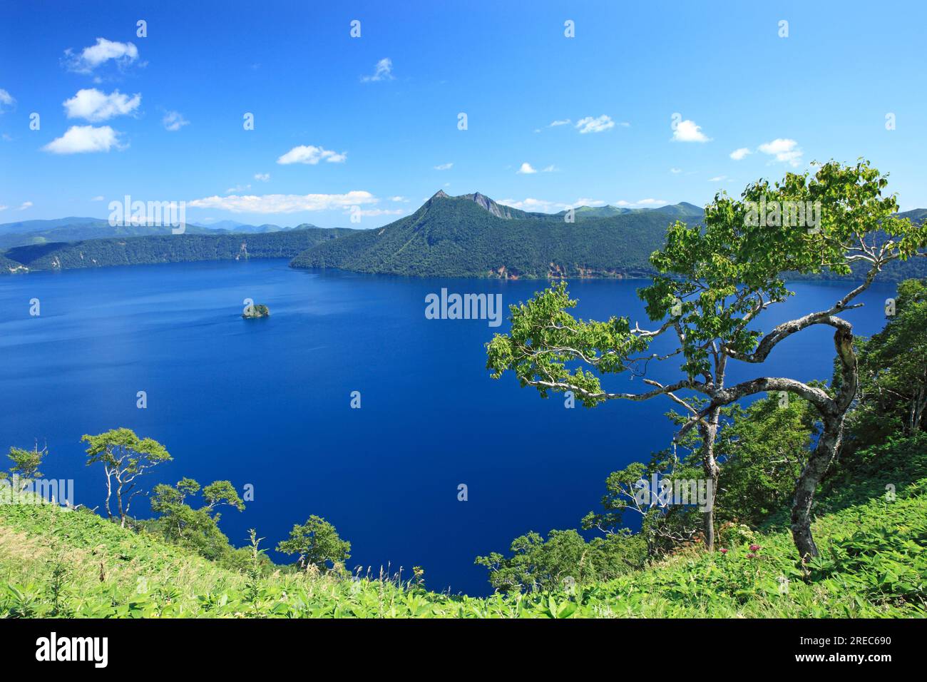 Lake Mashu and Mount Mashu Stock Photo - Alamy