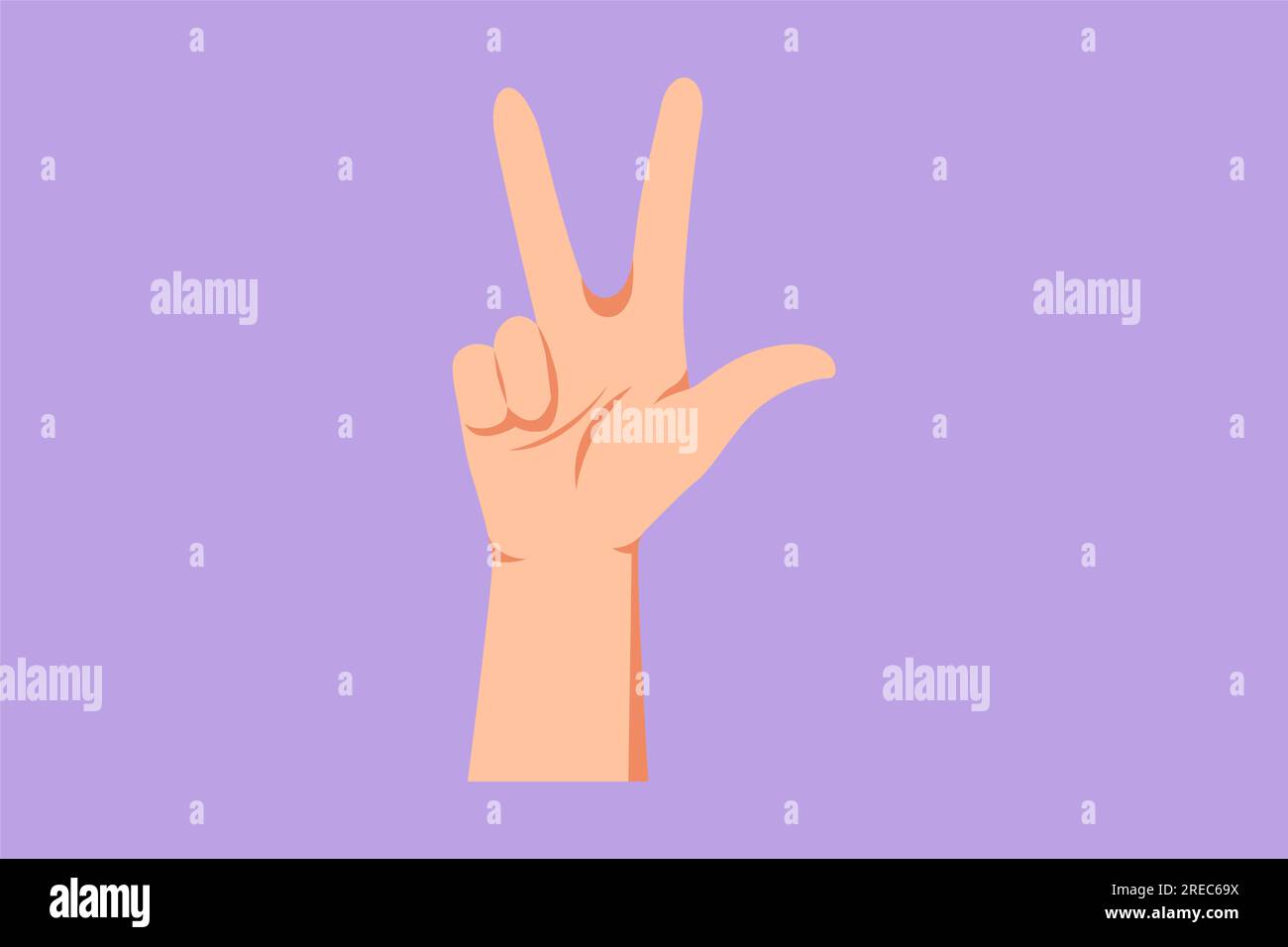 Cartoon flat style drawing counting hand sign from number three. Number ...