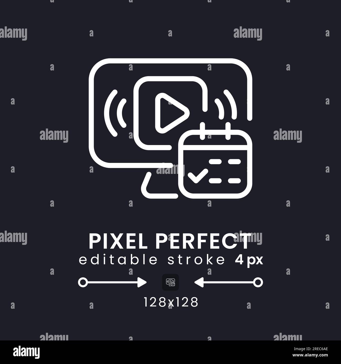 Watch Event white linear desktop icon on black Stock Vector Image & Art ...