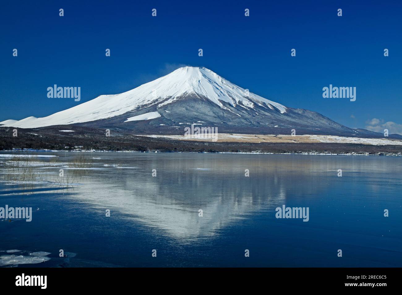 Frozen Yamanaka Lake and Mt. Fuji Stock Photo - Alamy
