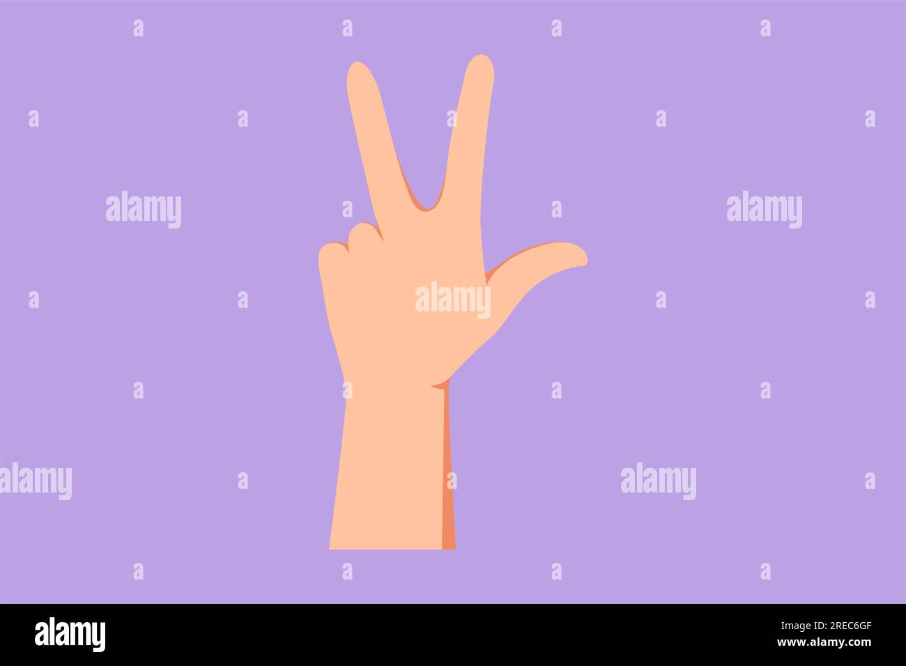 Cartoon flat style drawing counting hand sign from number three. Number ...