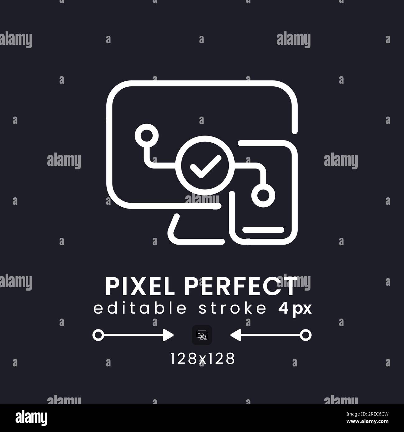 Cross-platform compatibility white linear desktop icon on black Stock ...