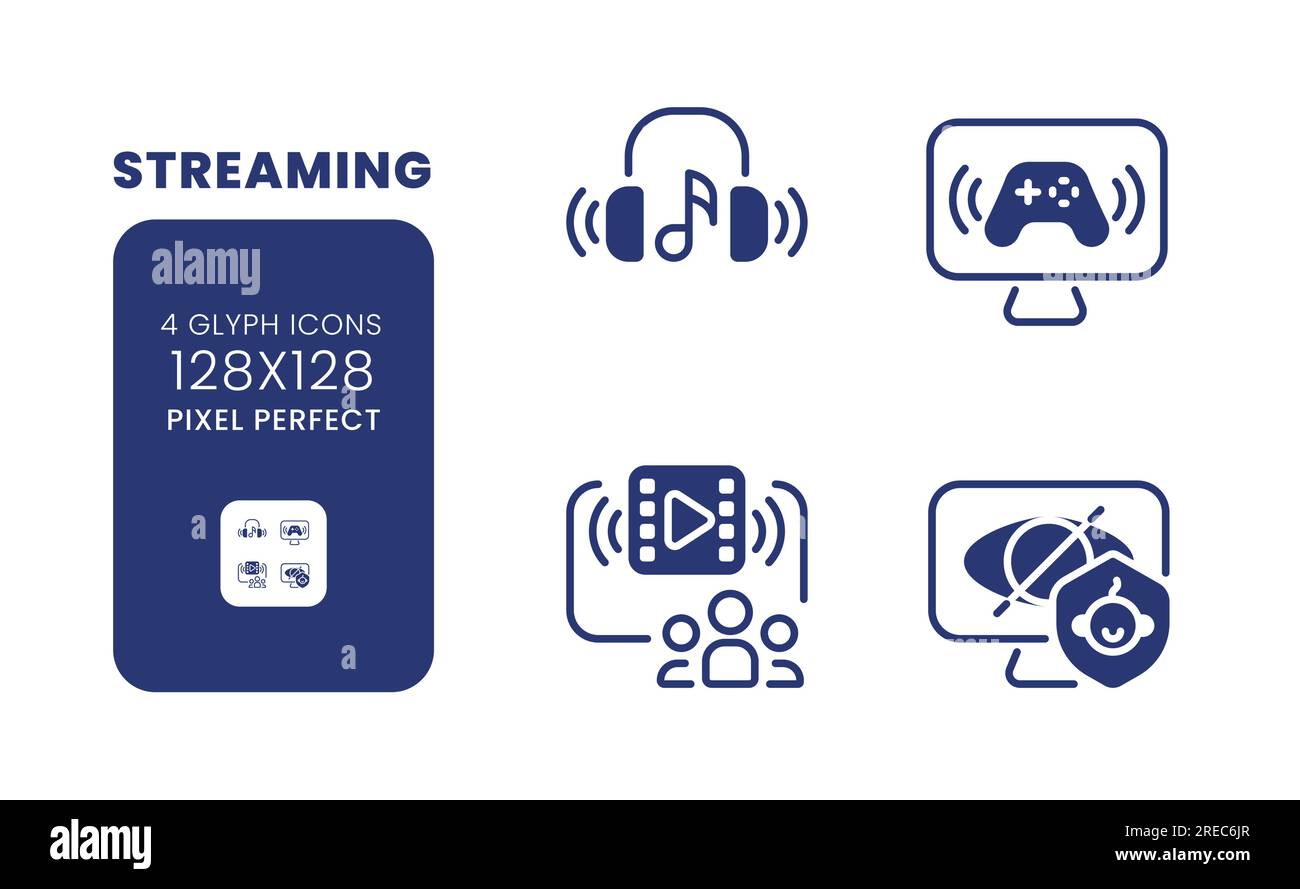 Streaming black solid desktop icons pack Stock Vector Image & Art - Alamy