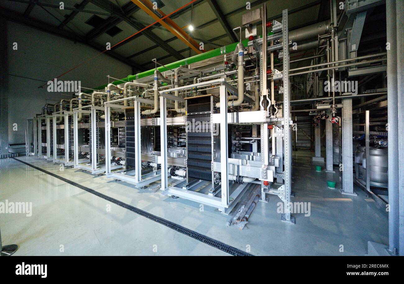Oberhausen, Germany. 26th July, 2023. An electrolysis plant stands in a ...