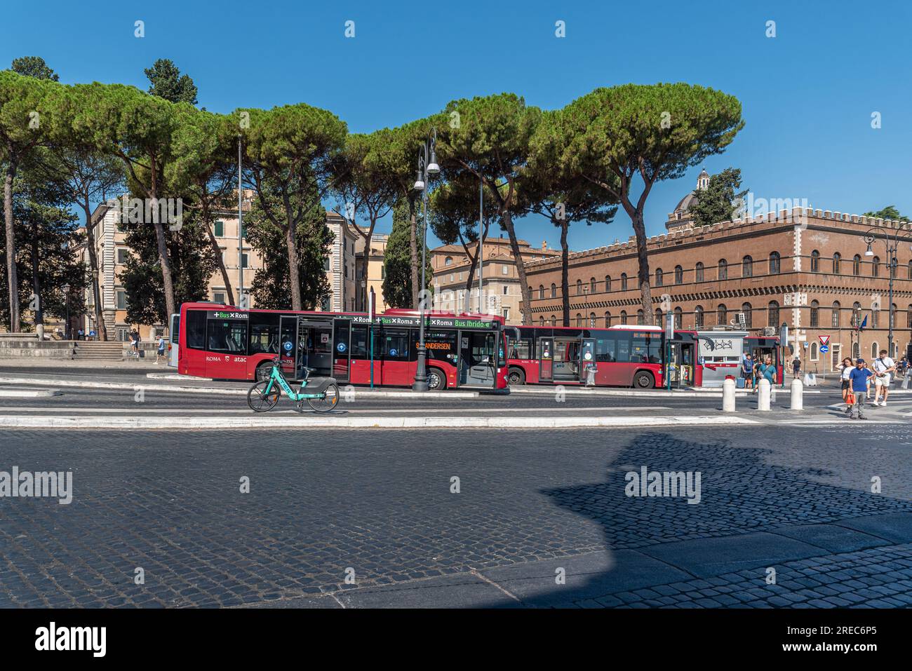August 8, 2022 in Rome, Italy: Major Bus stop in Rome, Italy in Piazza ...