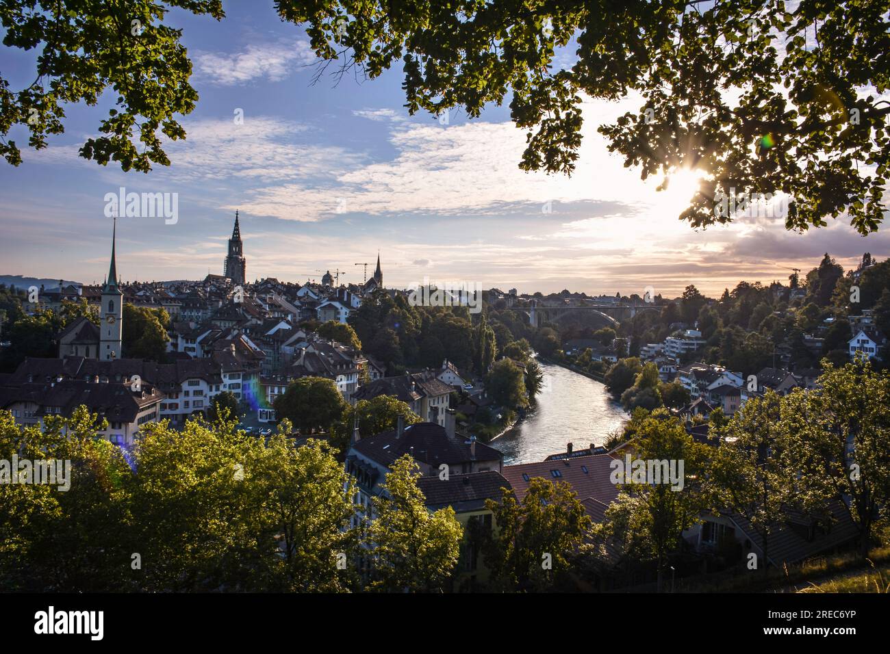 The Aare River and Bern Skyline at Sunset - Switzerland Stock Photo - Alamy