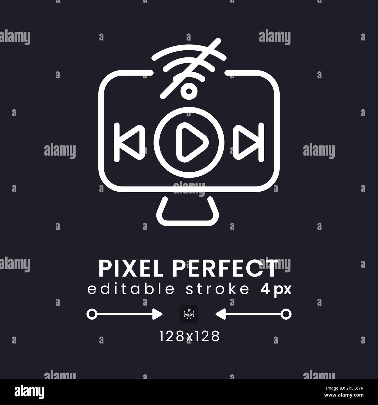 Offline playback white linear desktop icon on black Stock Vector Image ...