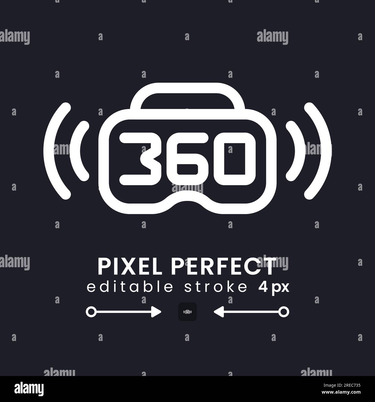 360 live streaming white linear desktop icon on black Stock Vector ...