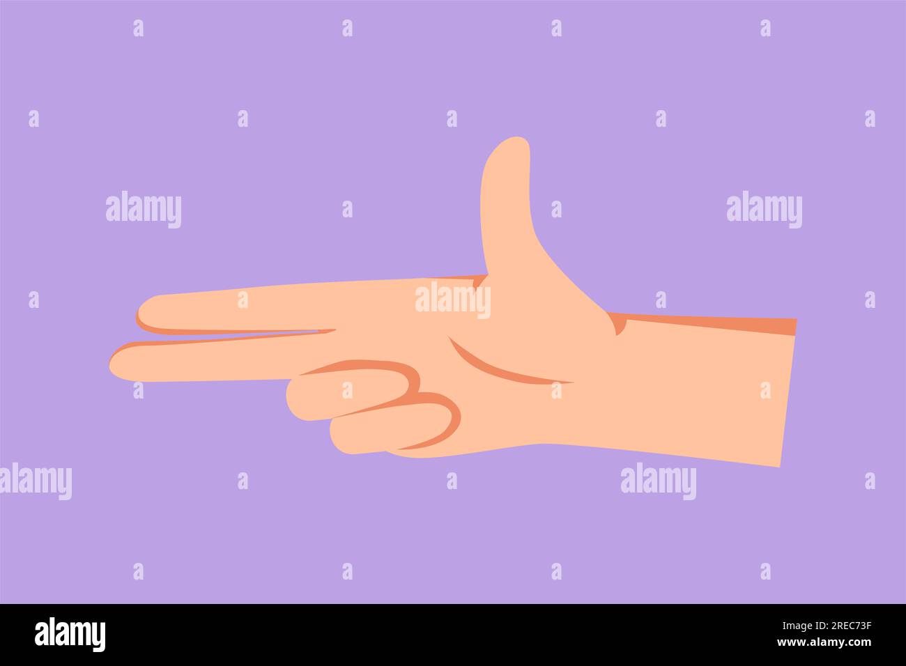 Graphic flat design drawing hand gesturing fire gun weapon with fingers ...
