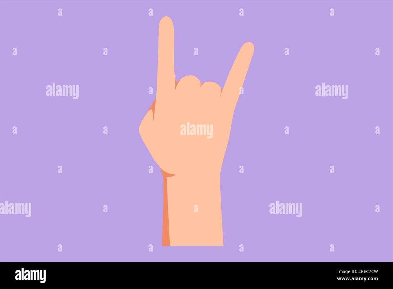 Graphic flat design drawing rock on gesture symbol. Heavy metal hand ...