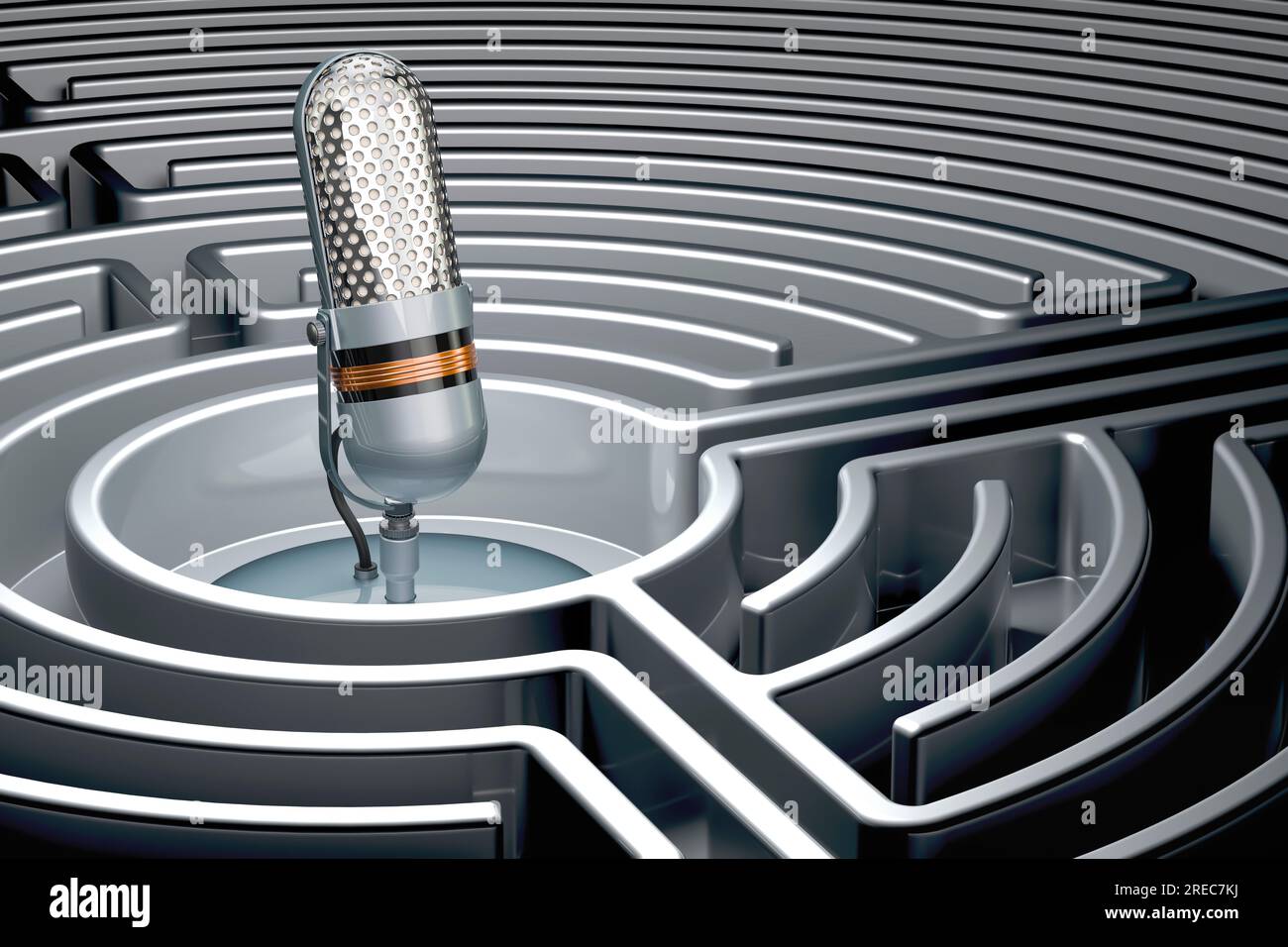 Microphone inside dark labyrinth maze. 3D rendering Stock Photo - Alamy