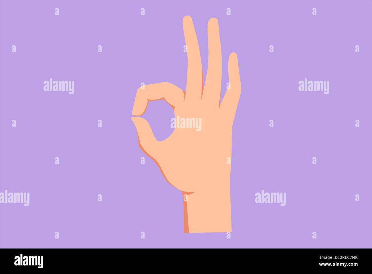 Graphic flat design drawing of hand showing okay or perfect gesture ...