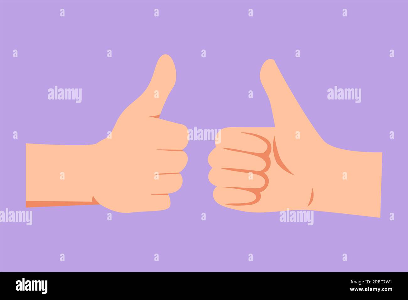Cartoon flat style drawing hand showing two thumbs up gesture ...