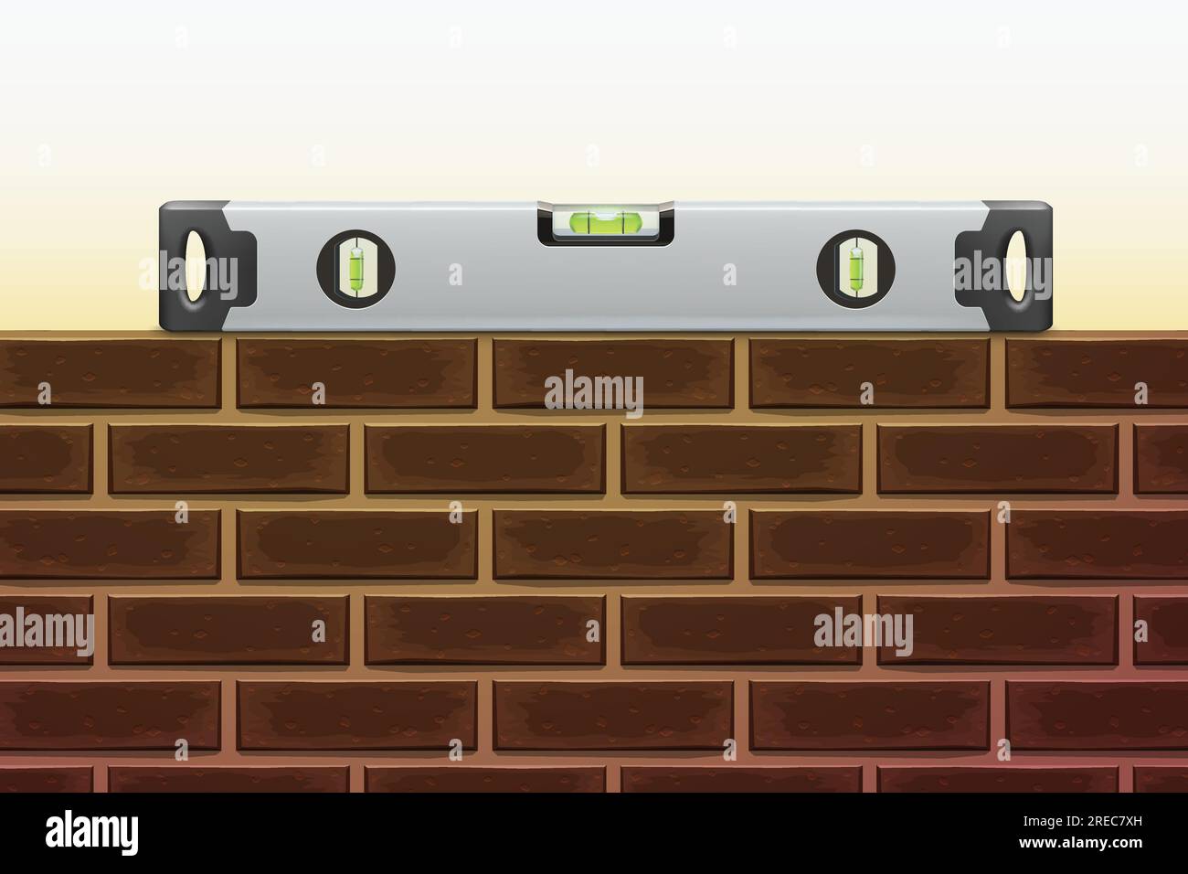 construction level on dark brown brick wall Stock Vector Image & Art ...