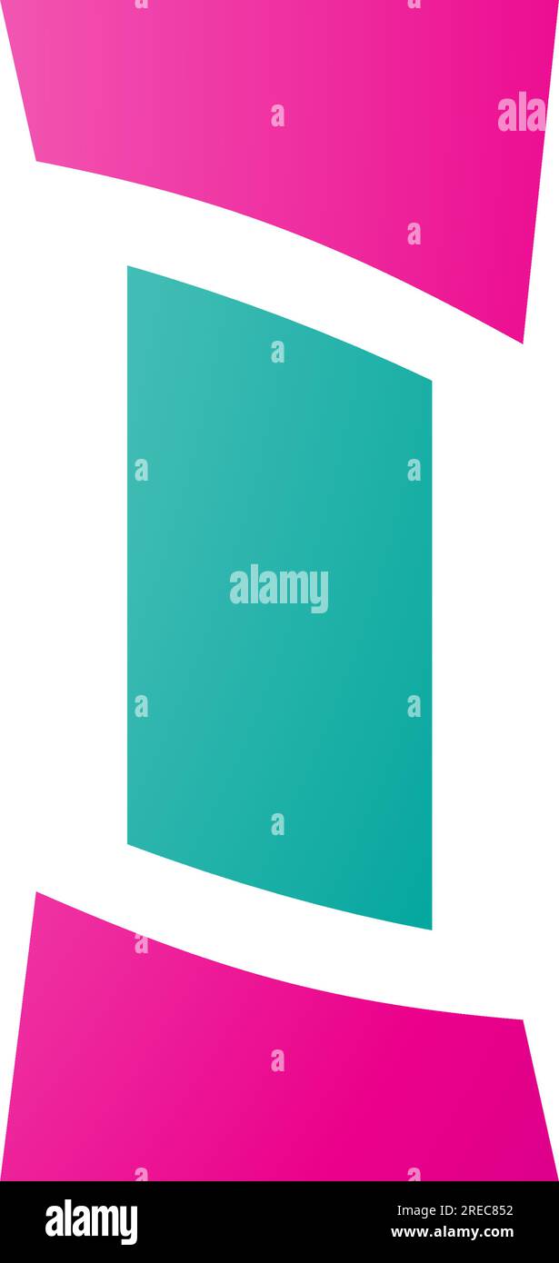 Magenta and Green Antique Pillar Shaped Letter I Icon on a White ...