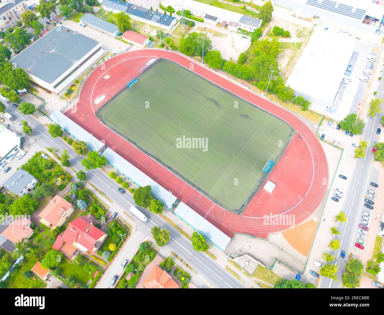 Aerial Establishing Shot of a Whole Stadium with Soccer Championship ...