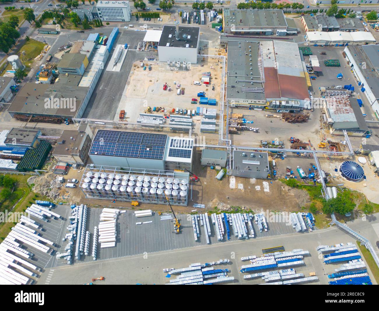 Aerial view of warehouse storages or industrial factory or logistics ...