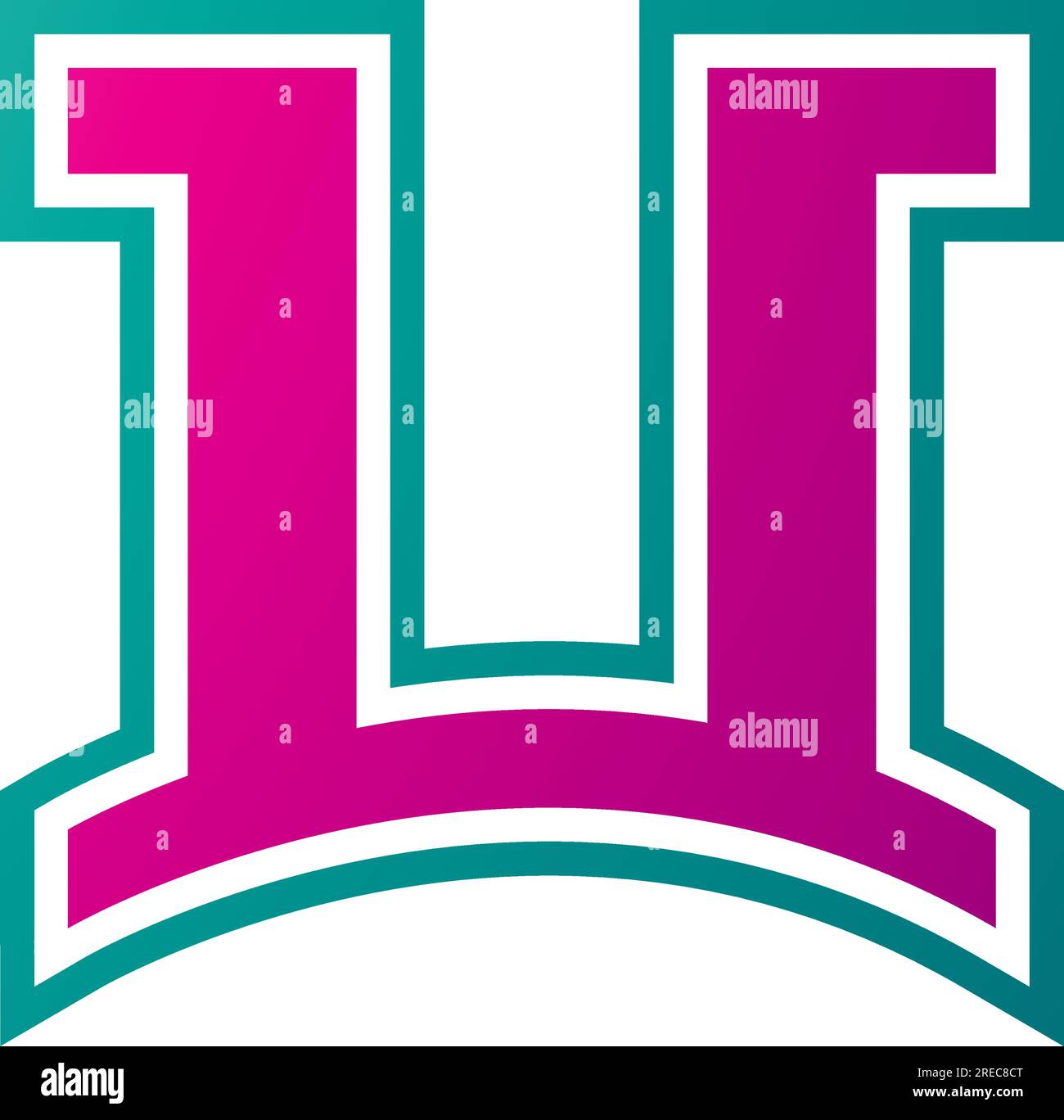 Magenta and Green Arch Shaped Letter U Icon on a White Background Stock ...