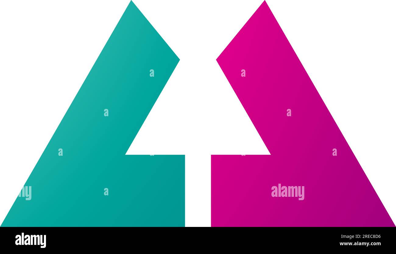 Magenta and Green Bold Letter U Icon with Straight Lines on a White ...