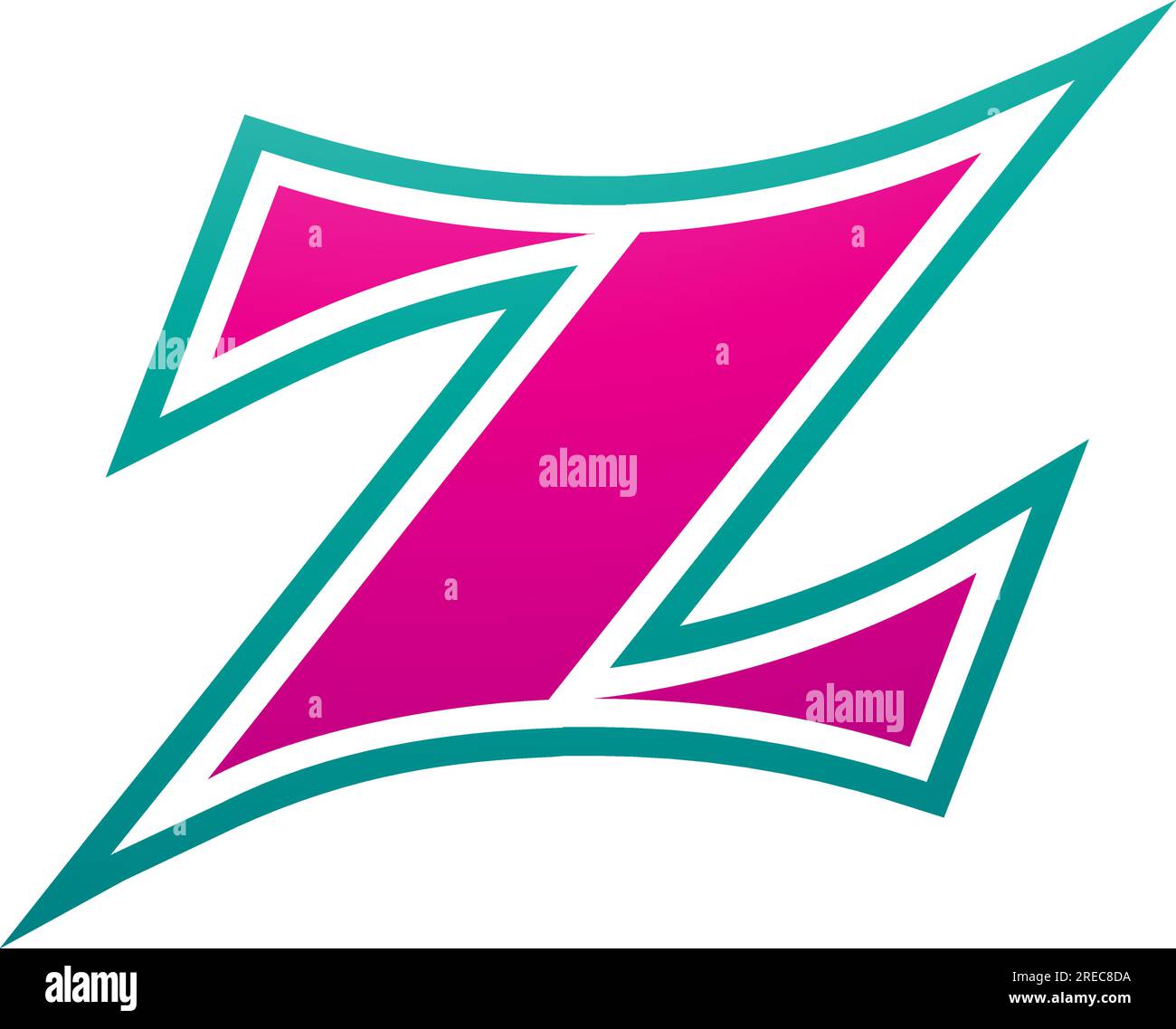 Magenta and Green Arc Shaped Letter Z Icon on a White Background Stock ...