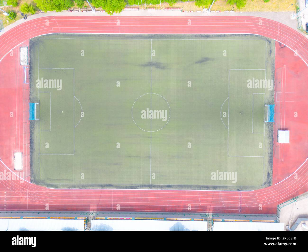 Aerial Establishing Shot of a Whole Stadium with Soccer Championship ...
