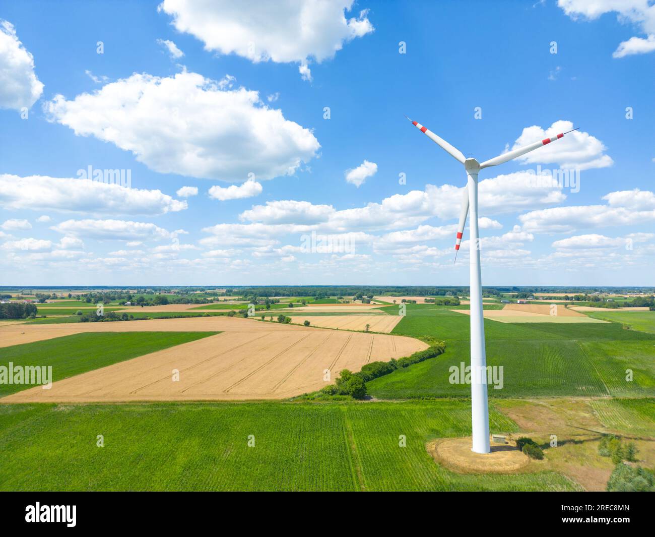 Aerial Drone View Of Wind Power Turbines Part Of A Wind Farm Wind