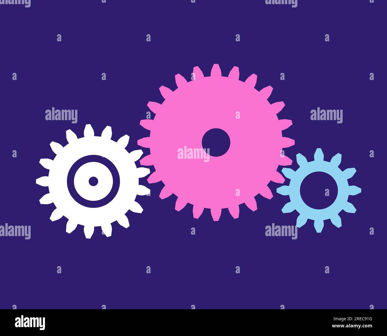 Simple cogwheel vector illustration. Three cog wheel gears - mechanical ...