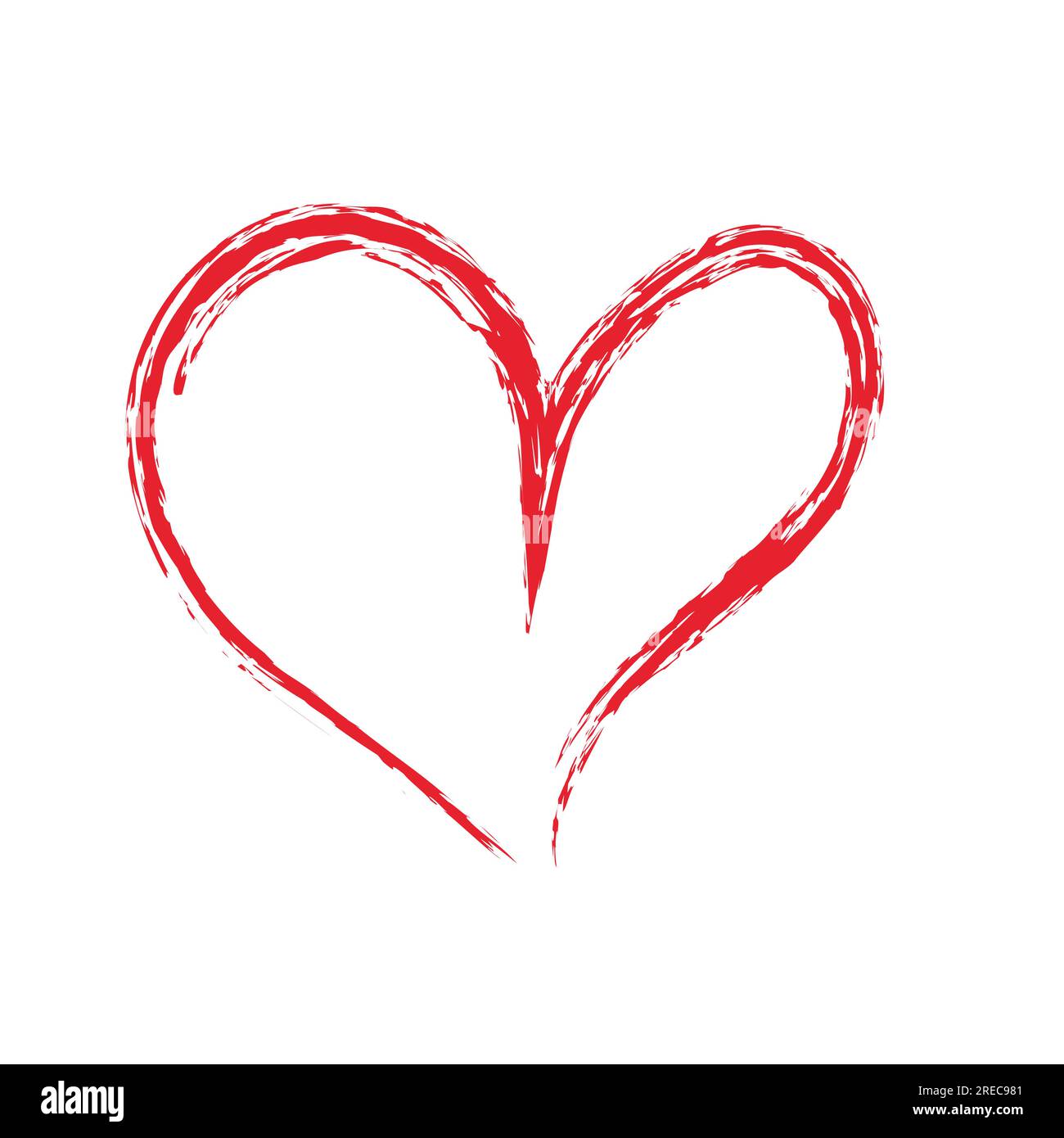 Heart shape. Painted heart brush stroke object. Vector heart symbol ...