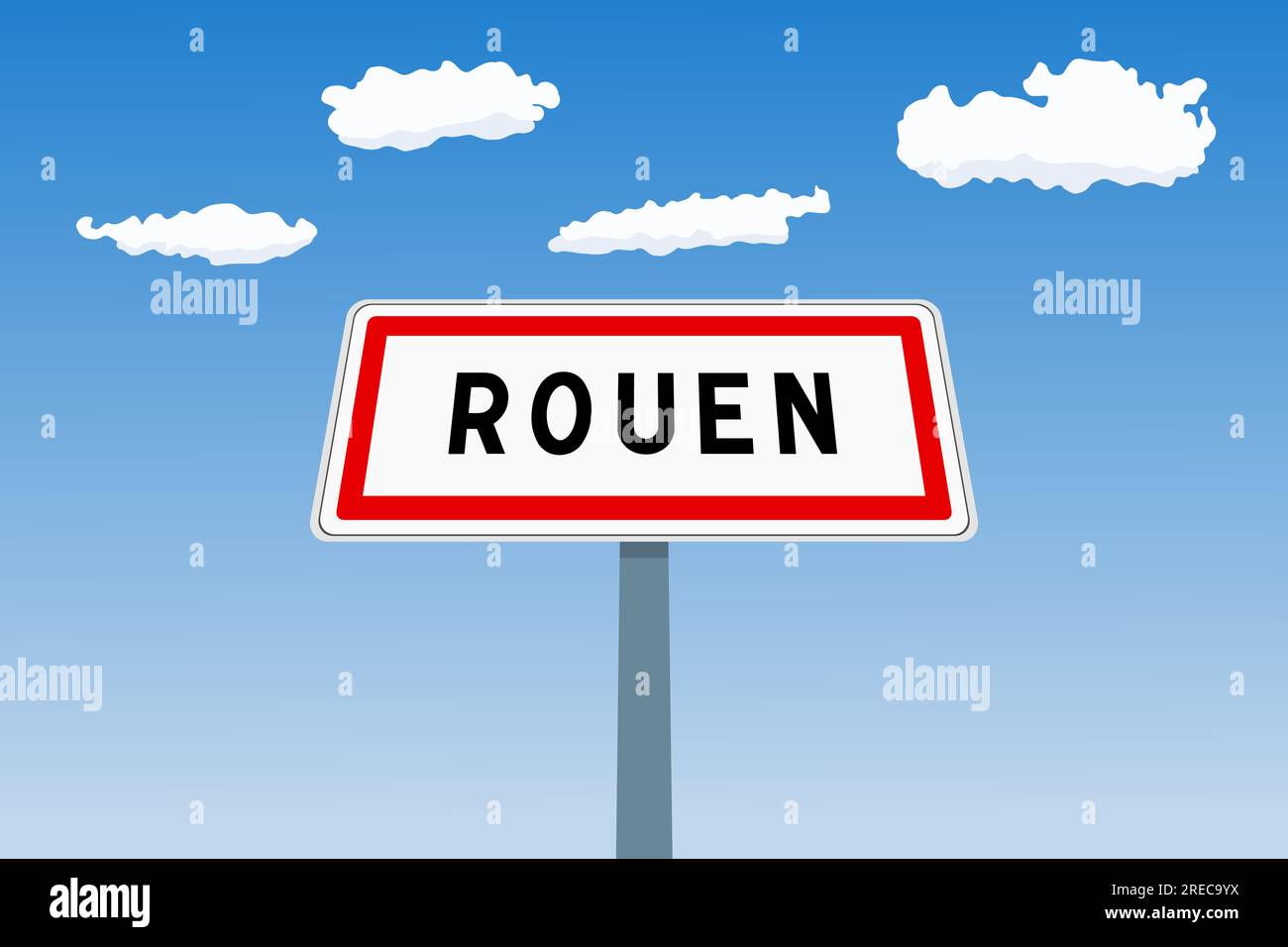 Rouen city sign in France. City limit welcome road sign Stock Vector ...