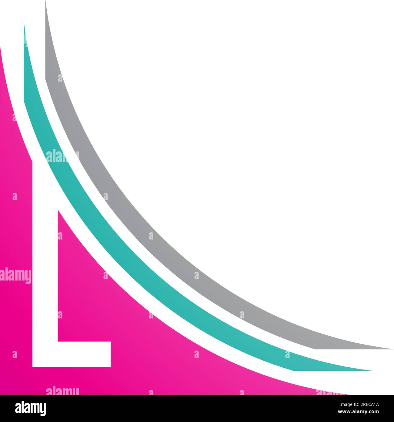 Magenta and Green Letter L Icon with Layers on a White Background Stock ...
