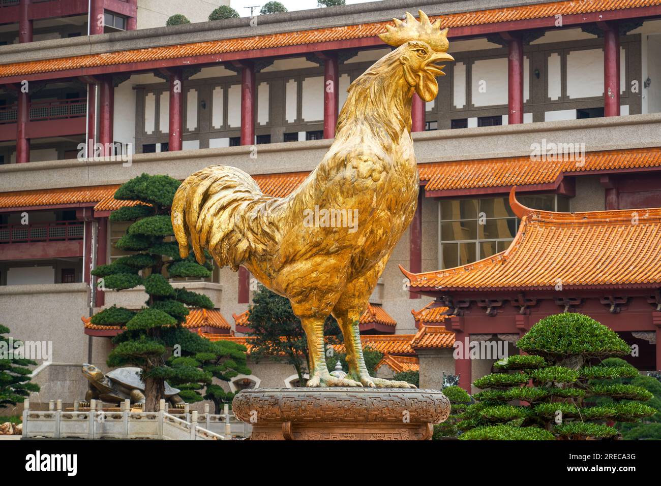 Ancient Chinese traditional mythical animal sculptures in a luxurious ...