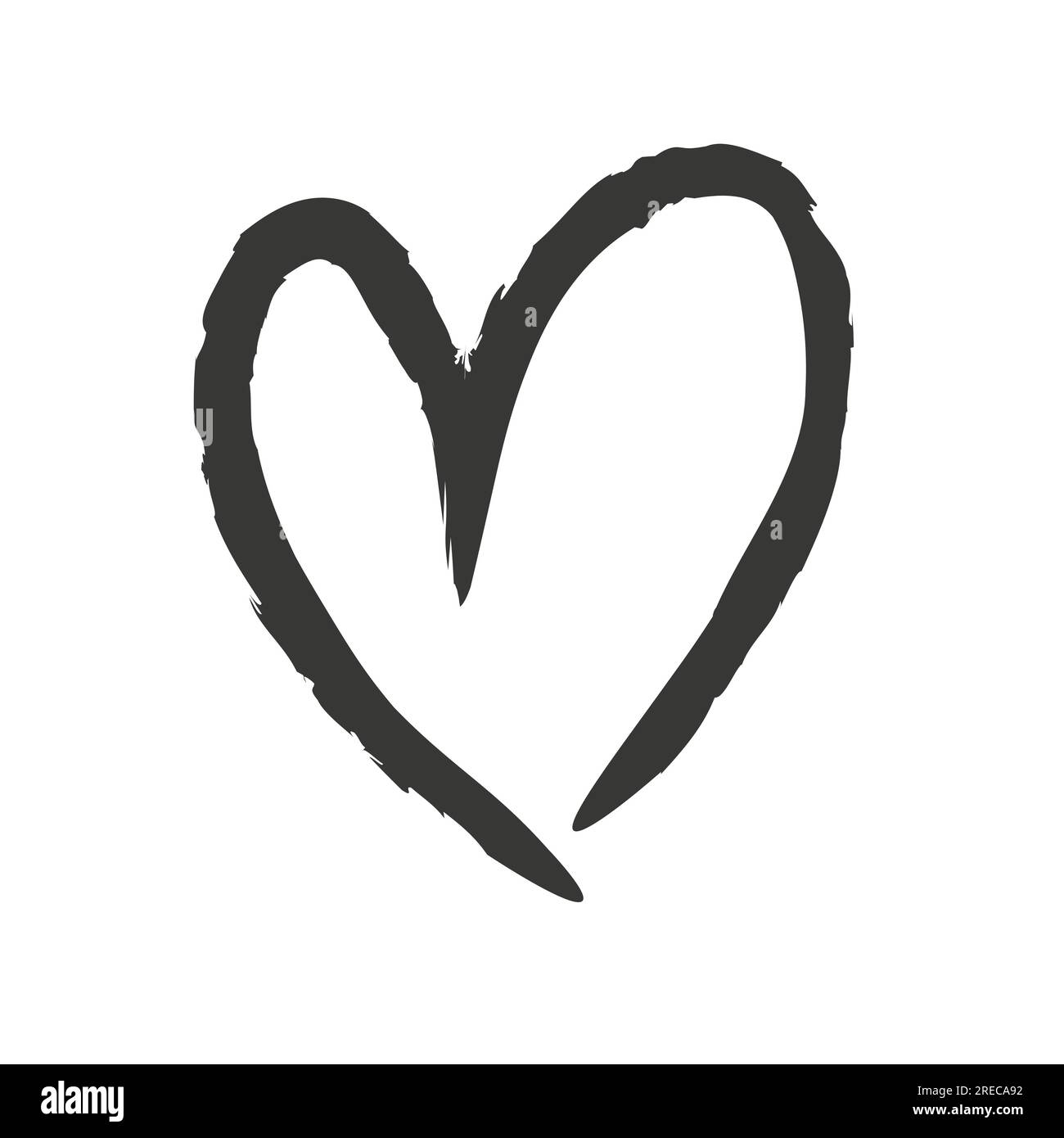 Hand painted heart. Vector black heart symbol. Cute ink heart shape ...