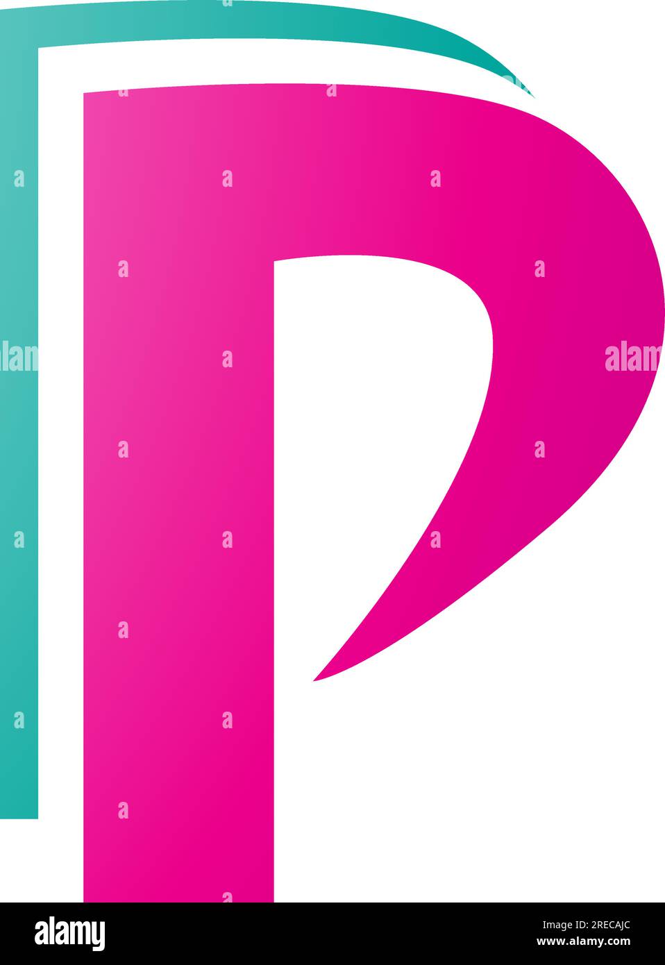 Magenta and Green Layered Letter P Icon on a White Background Stock ...