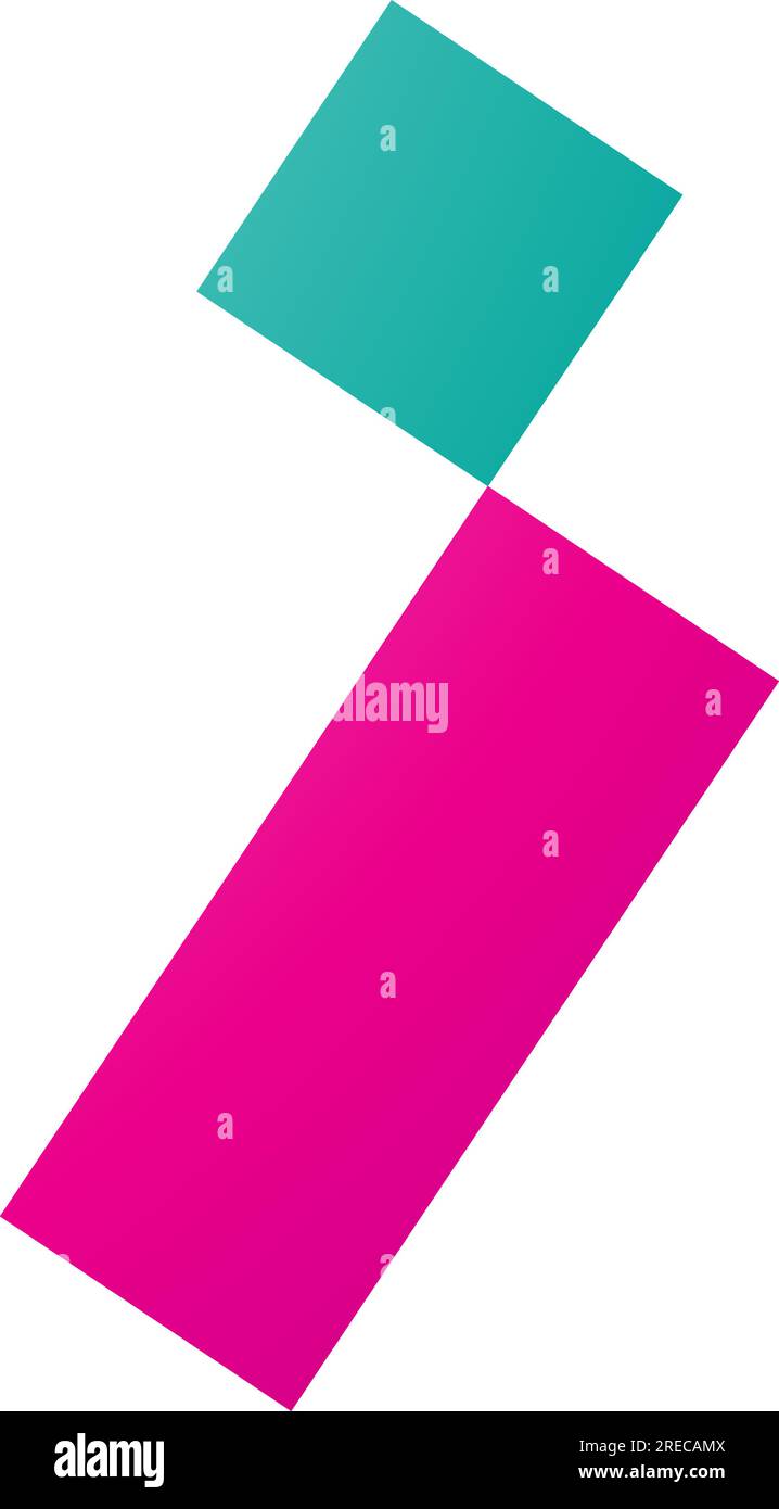 Magenta and Green Letter I Icon with a Square and Rectangle on a White ...