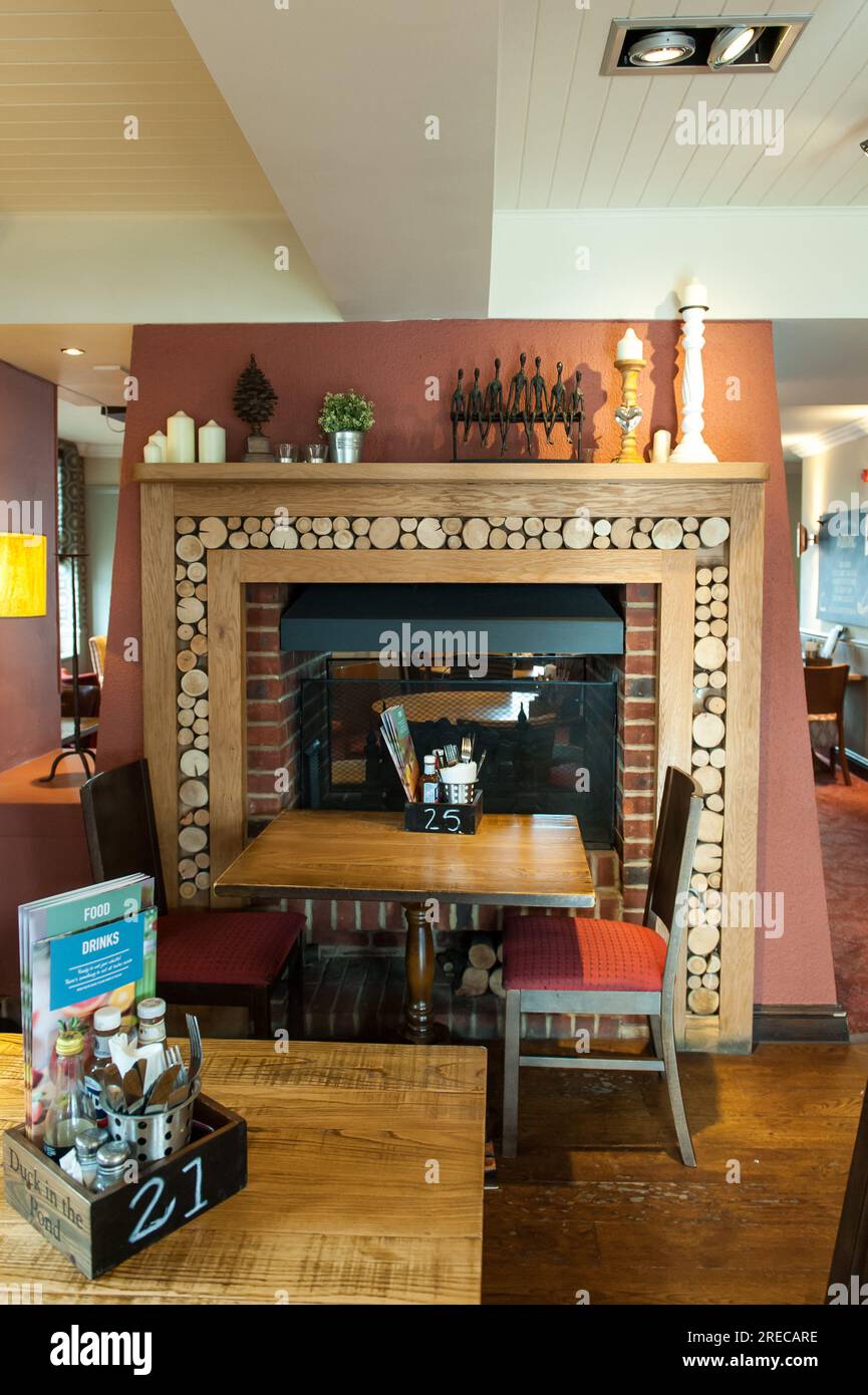 Interior of Harrow pub Duck in the Pond, ready to open up for the day ...