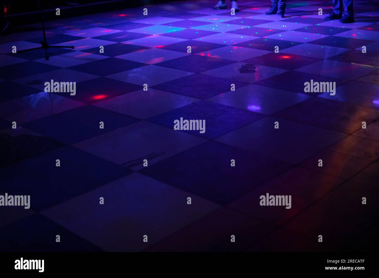 Music and color. Dance floor. Disco and floor lighting. Spotlights of ...