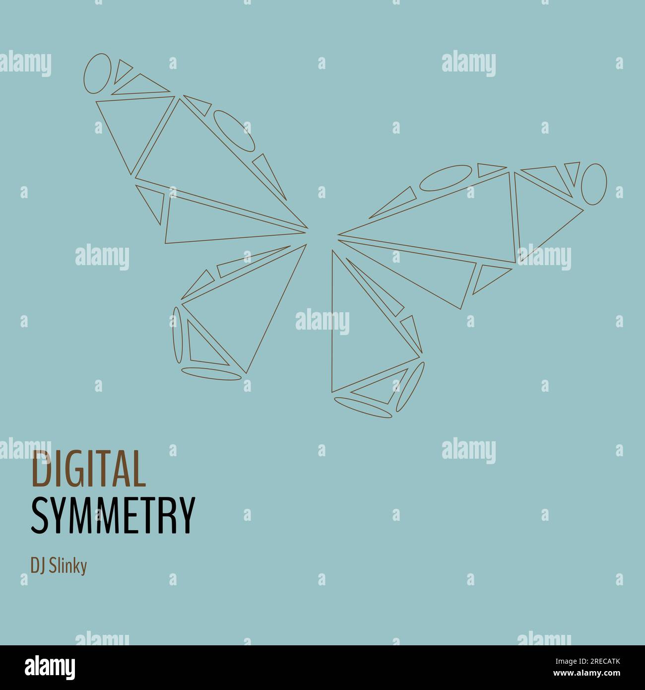 Composition of dj slinky digital symmetry text over drawing of ...