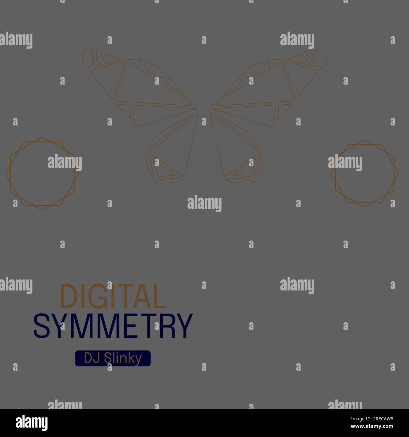 Composition of dj slinky digital symmetry text over drawing of ...