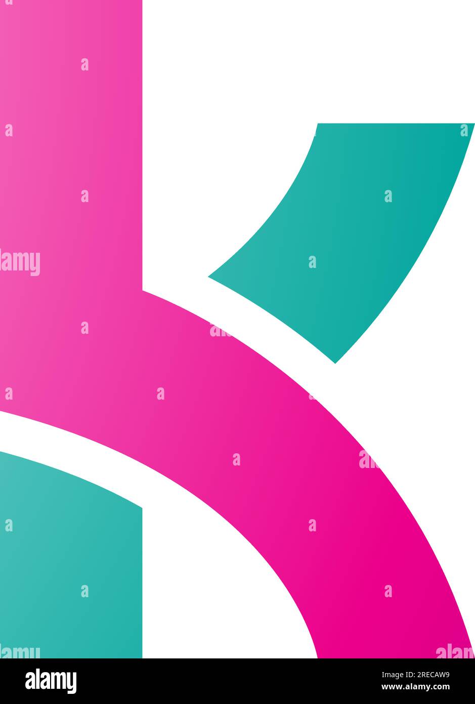 Magenta and Green Lowercase Letter K Icon with Overlapping Paths on a ...