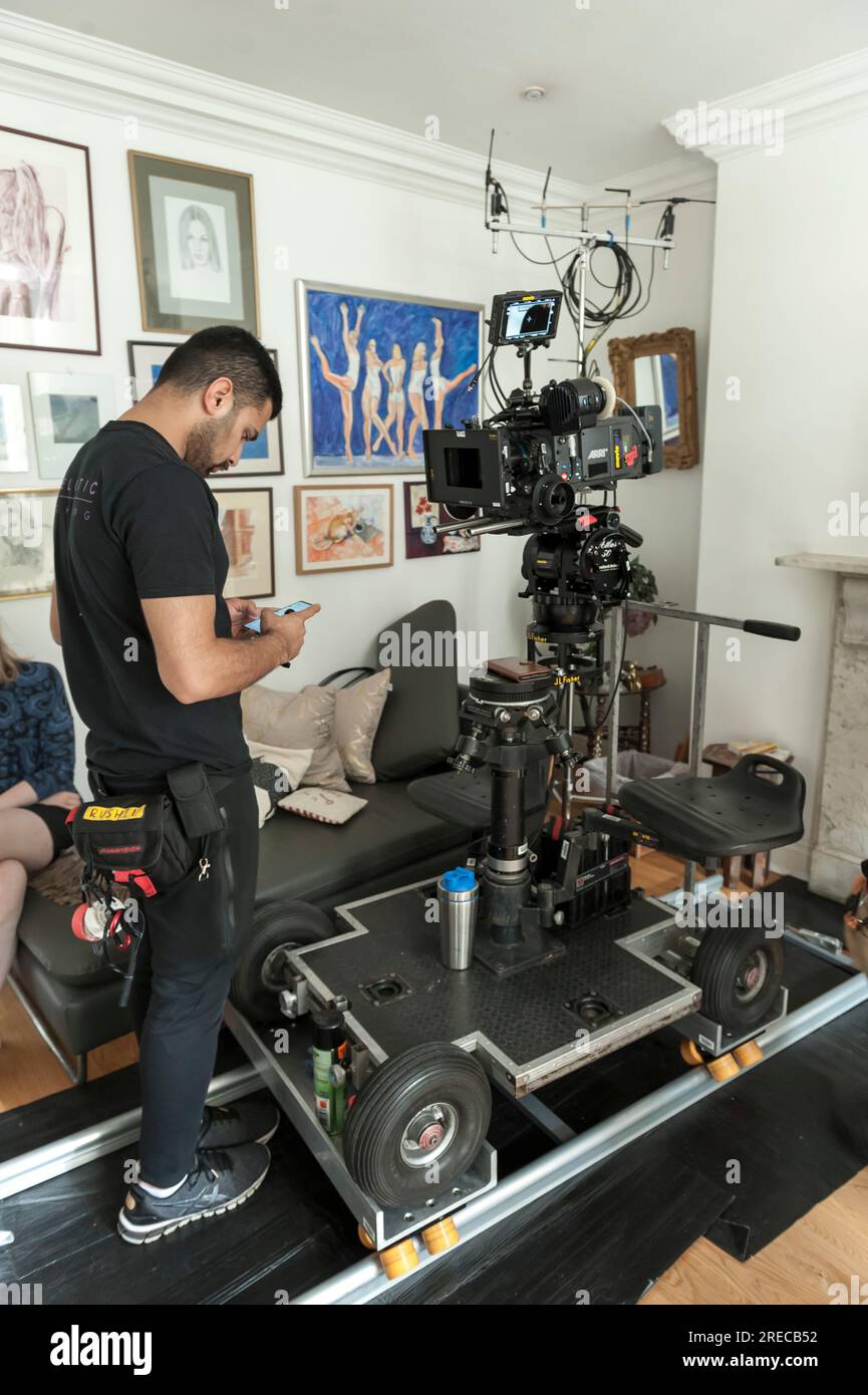 Film crew on location in Hampstead London for film by Cole Spector, I'm ...