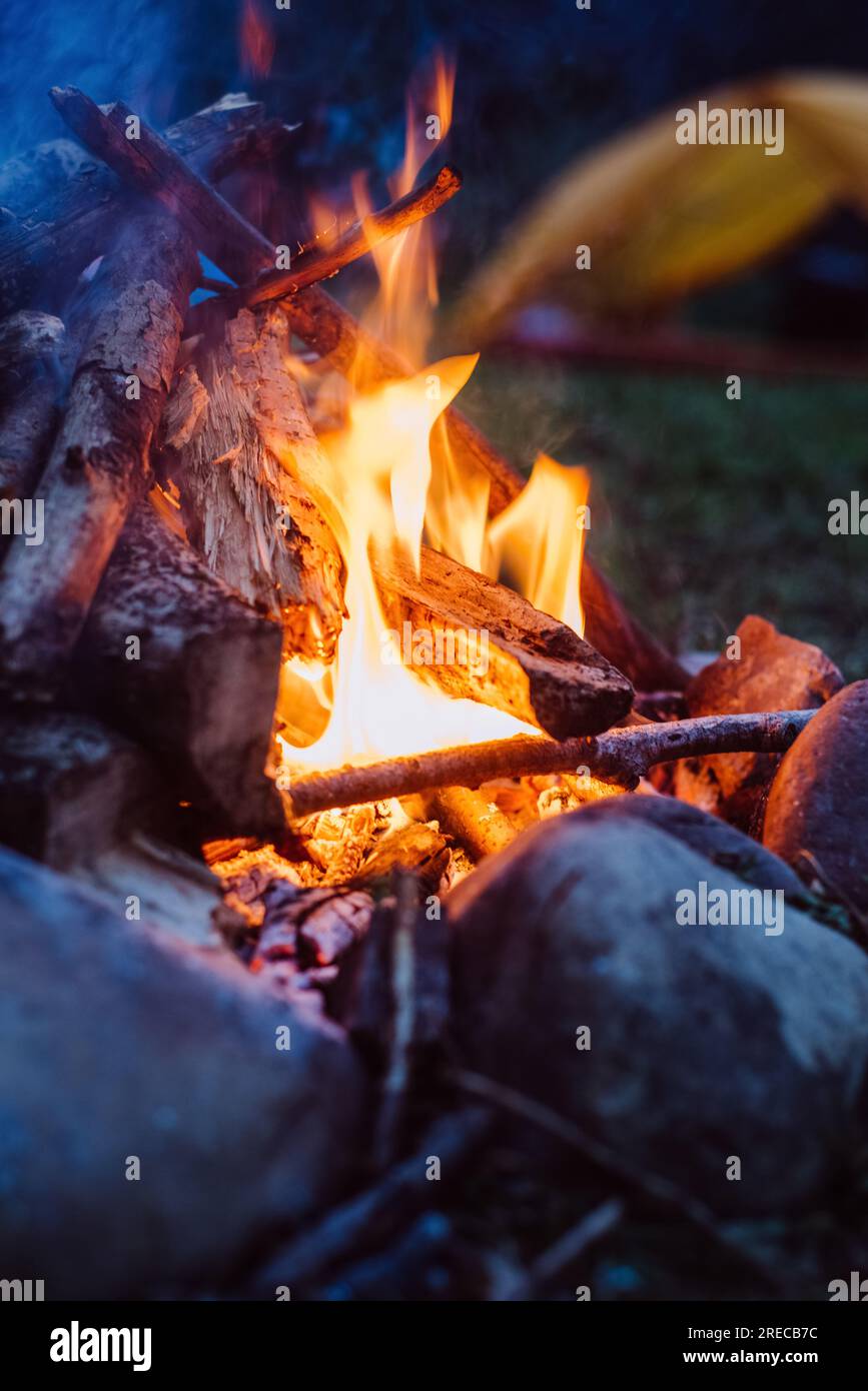 Up close view campfire colorful hi-res stock photography and images - Alamy
