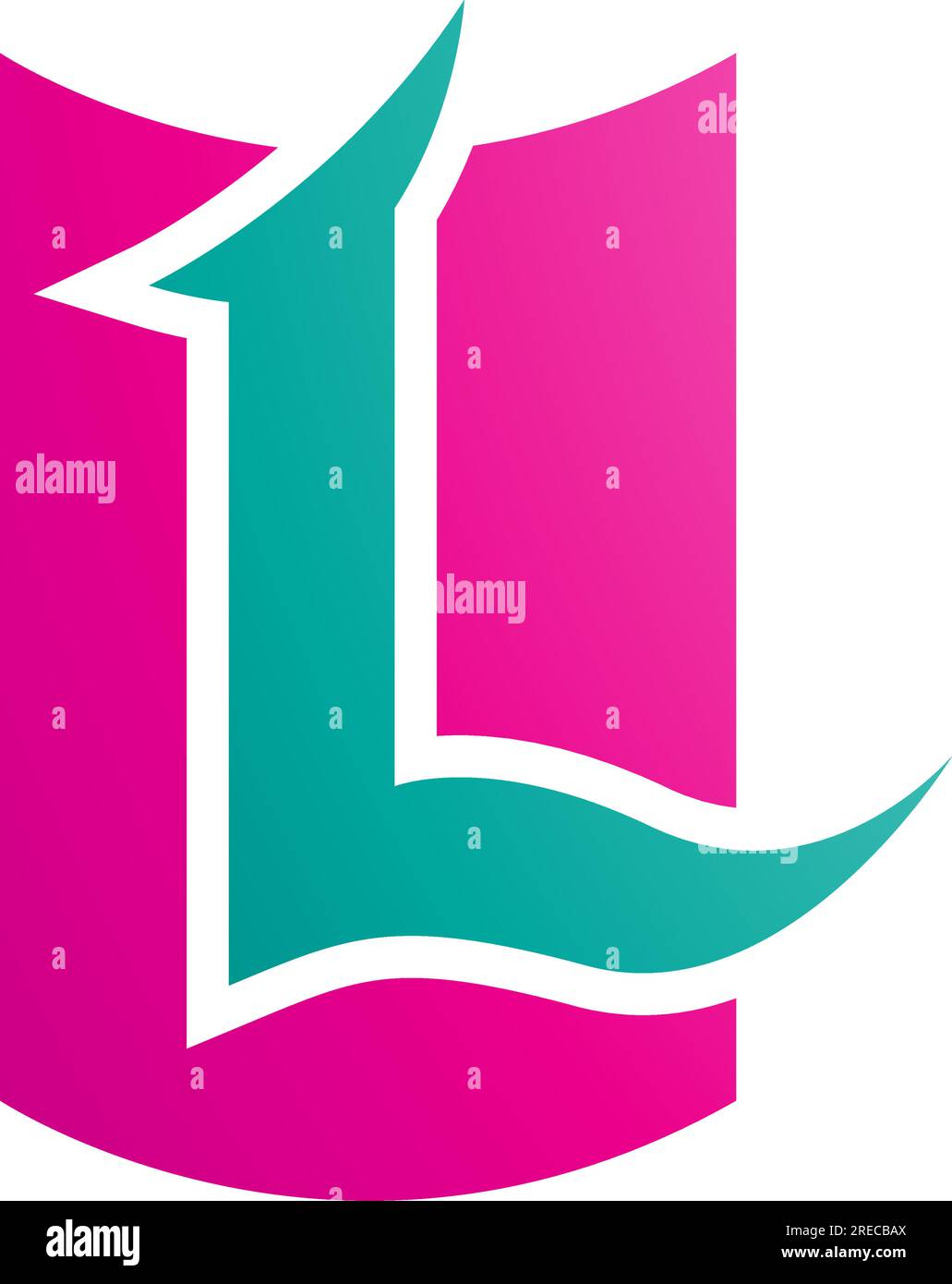 Magenta and Green Shield Shaped Letter L Icon on a White Background ...