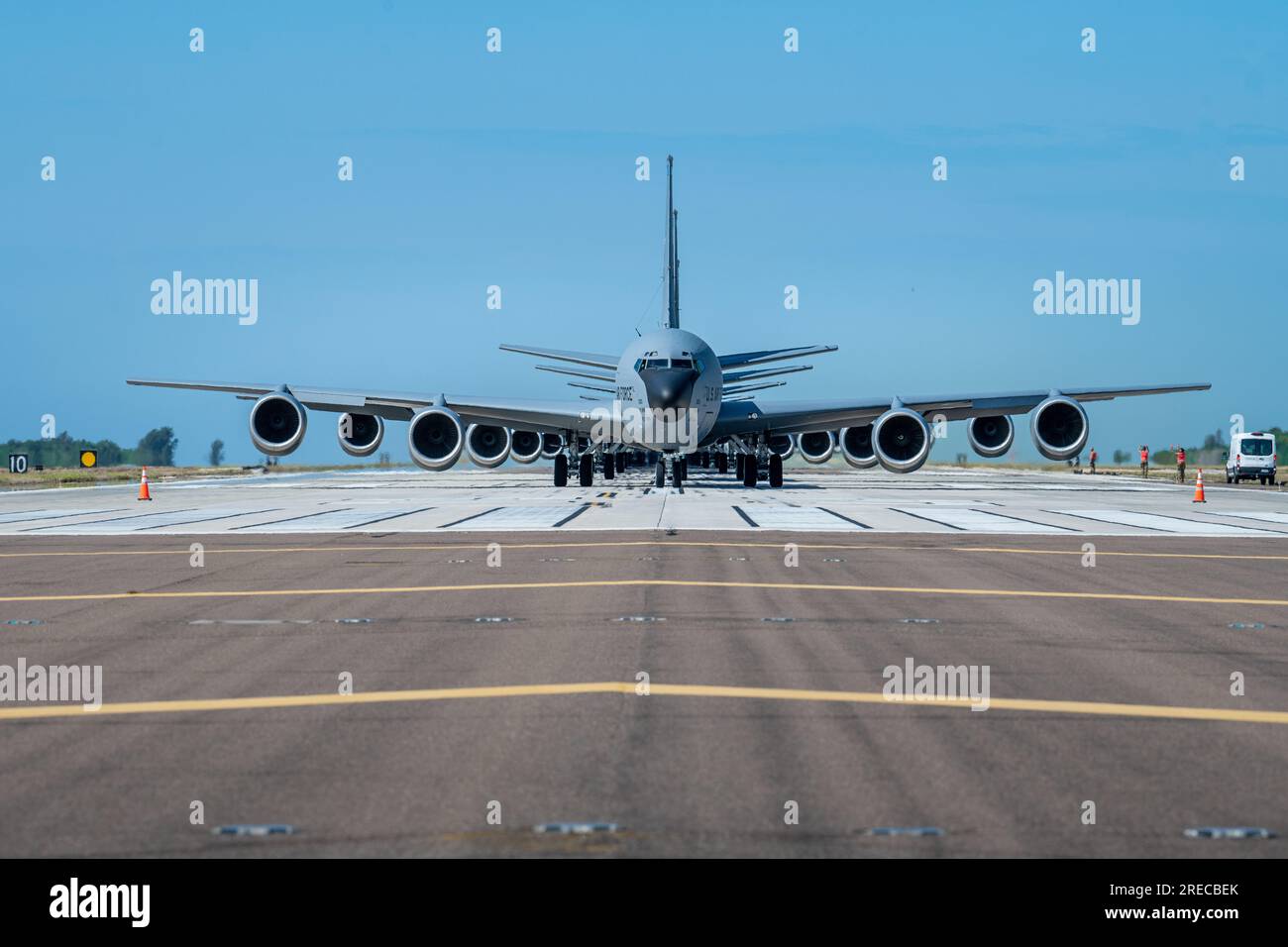 KC-135 are marshaled on the flight line at MacDill Air Force Base, FA ...