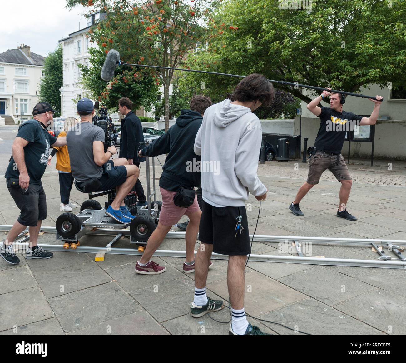 Film crew on location in Hampstead London for film by Cole Spector, I'm ...