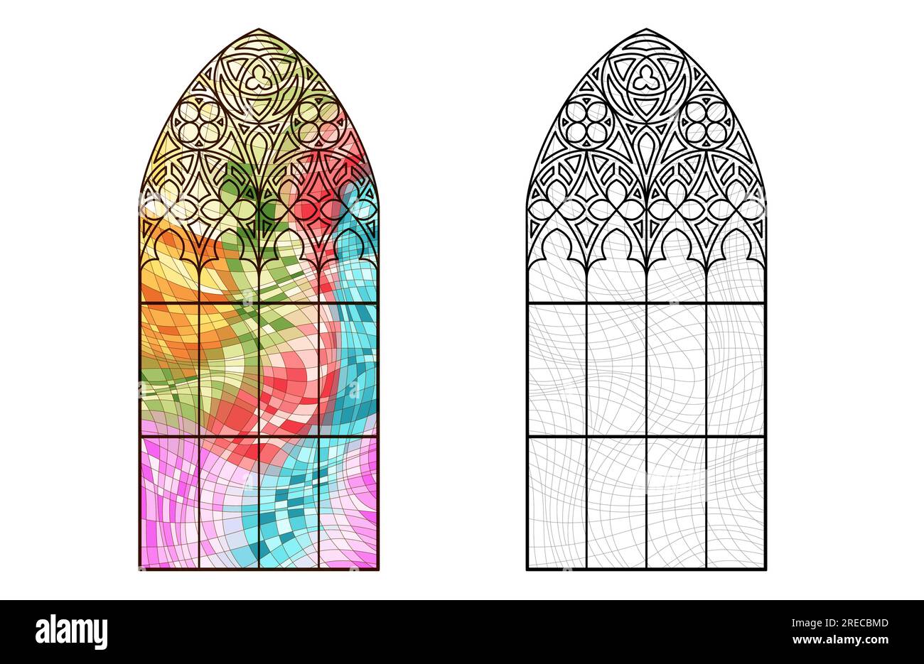 Stained Church glass worksheet. Color abstract picture Stock Vector ...