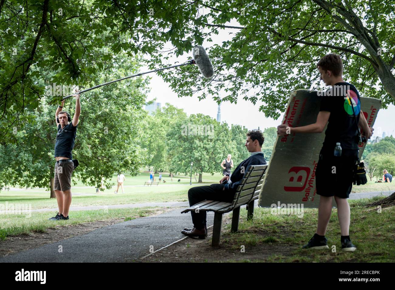 Film crew on location on Primrose hill London for a low budged comedy ...